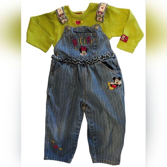 Disney | Matching Sets | Disneyy2k Minnie Mouse Striped Denim Overalls ...